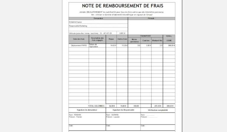 Modèle de note de frais (Excel, Word et PDF) à télécharger
