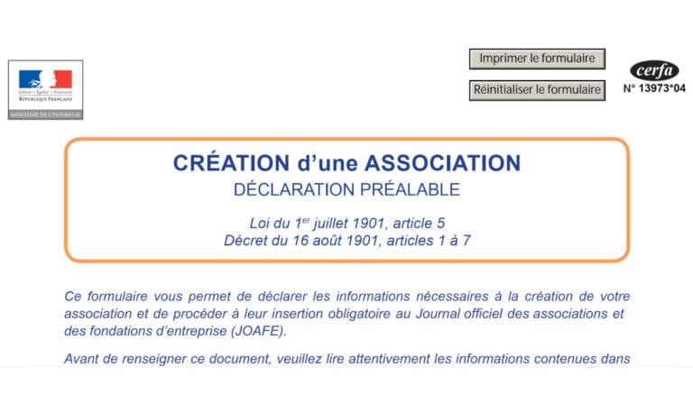 Déclaration des personnes administrateurs d'une association