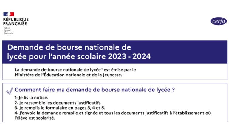 CERFA 12539*13 : obtenir une bourse de collège en 2023-2024