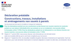 CERFA 13404*10 : déclaration préalable de travaux (DP)
