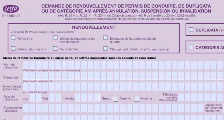 Cerfa 14880*02 : visite médicale du permis de conduire