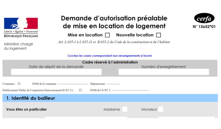 Cerfa 15651*01 : déclaration de mise en location d’un logement