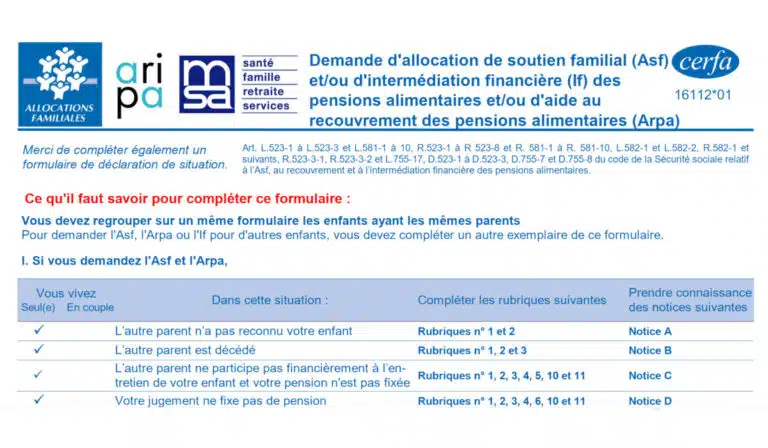 Cerfa 11423*06 : demander des allocations familiales