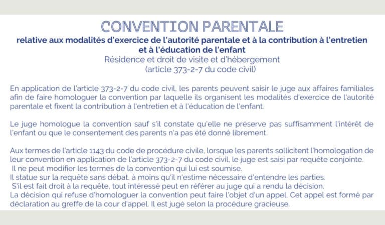 Modèle de convention parentale de résidence alternée