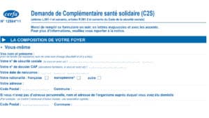 Cerfa 12504*10 : demande de complémentaire santé solidaire