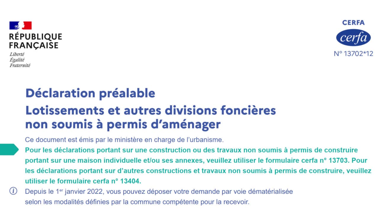 Cerfa 16702 01 D claration Pr alable De Travaux DP Cerfa 16702 01 D claration Pr alable De Travaux DP
