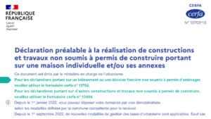 Cerfa 13404*13 : déclaration préalable de travaux (DP)